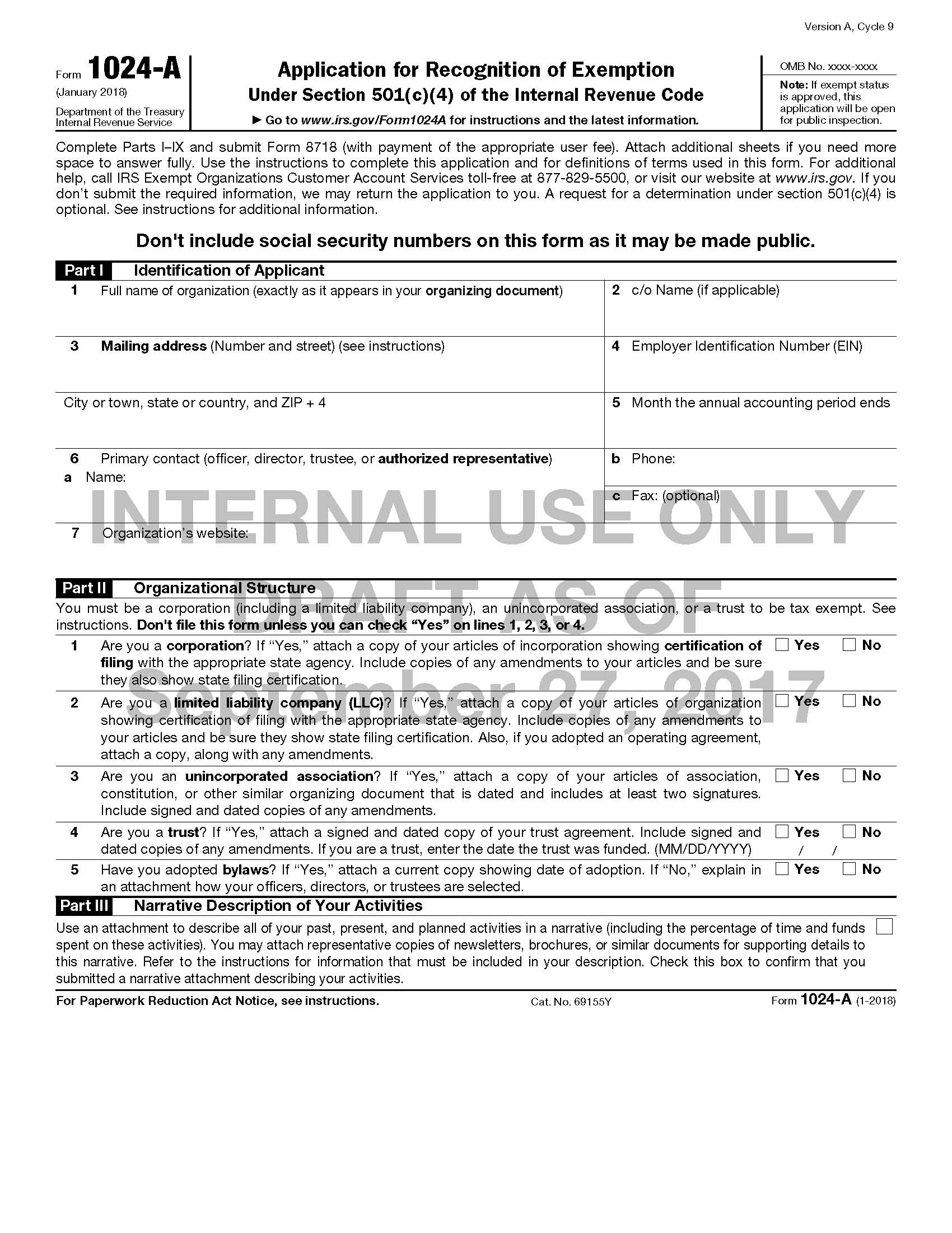 Comments with the IRS on Proposed Form 1024-A Actually Show Differences ...